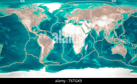 Plate tectonics - world map with fault lines of major an minor plates ...