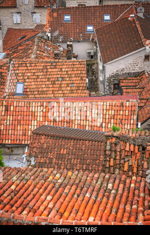 Red tiled roofs of old town houses in Kotor, Montenegro Stock Photo - Alamy