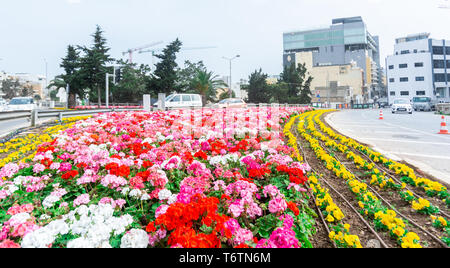 Flowers arrangement and roundabouts in Malta and Gozo Stock Photo - Alamy