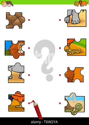 match jigsaw puzzles of cartoon animals Stock Photo - Alamy