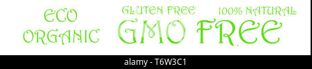 Gmo free lettering on green background simple beautiful modern style ...