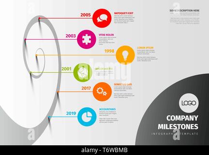 Evolution timeline template with spiral model and icons - white version ...