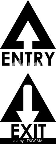 Entry and exit sign . Creative lettering vector illustration ...