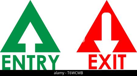 Entry and exit sign . Creative lettering vector illustration ...