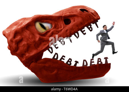 Businessman in the jaws of debt and loan Stock Photo - Alamy