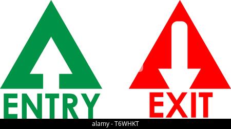 Entry and exit sign . Creative lettering vector illustration ...