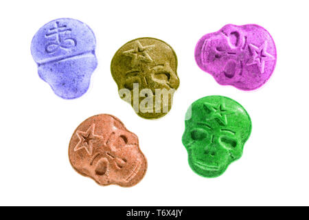 Five different colors army Skull, Ecstasy, MDMA, Amphetamine or ...