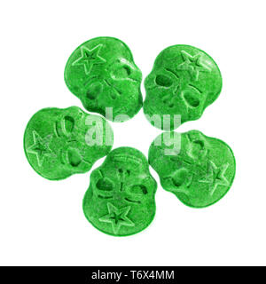 Five Green army Skull, Ecstasy, MDMA, Amphetamine or medication pills ...