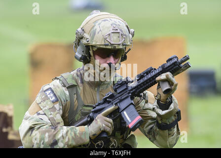 Hamry, Czech Republic. 03rd May, 2019. The soldiers from the 601st ...