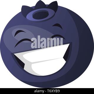 Cute happy smile funny blueberry. Vector flat line cartoon kawaii face ...