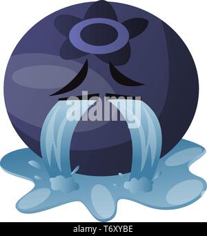 Cute blueberry character face emoji set. Cartoon garden berry comic ...