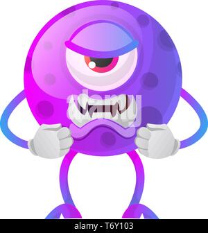 Cartoon angry one eye monster cyclops. Halloween illustration of ...