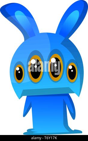 A vector cartoon illustration of a crazy rabbit sitting with its sharp ...