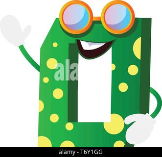 A cartoon illustration of a number zero monster smiling and happy Stock ...