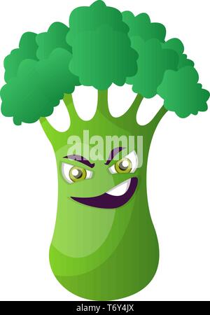 angry face of green broccoli cartoon character style Stock Vector Image ...