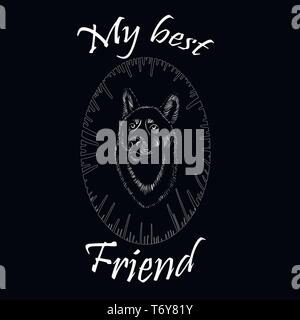 The Vector logo dog or wolf for tattoo or T-shirt design or outwear ...