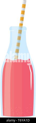 fresh juice fruit in botttle with straw vector illustration design ...