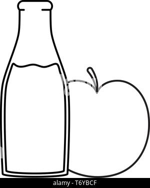 fresh juice fruit in botttle with straw vector illustration design ...