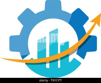 gear chart logo design industrial icon element illustration - vector ...