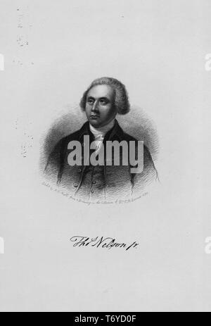 Engraved portrait of Thomas Nelson Jr. signer of the Declaration of ...