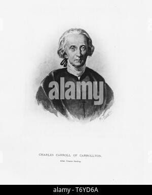 Engraved portrait of Charles Carroll of Carrollton, signer of the ...