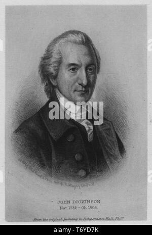 Engraved portrait of John Dickinson, a Founding Father of the United ...
