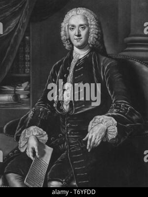 An engraving from a portrait of George Grenville, he served as the 7th ...