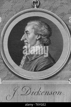 Engraved portrait of John Dickinson, a Founding Father of the United ...