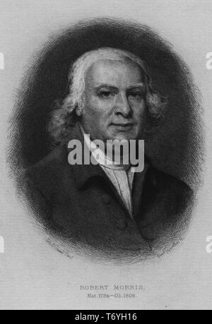 An engraving from a portrait of Robert Morris, he was a founding father ...