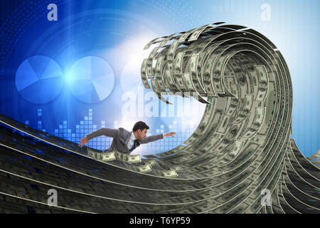 Businessman swimming in the sea of dollar money Stock Photo - Alamy
