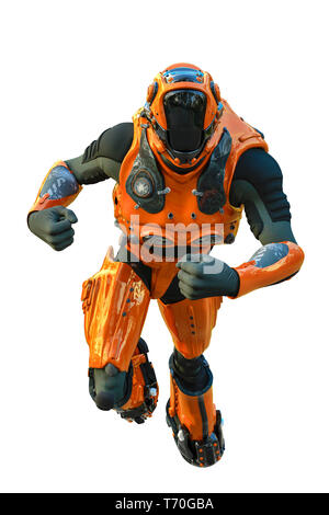 this is astronaut in orange exo suit exploring arround. This girl will ...