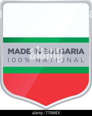Bulgaria round stamp. Logo of country with flag. Vintage badge with ...