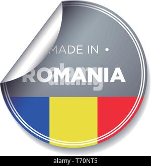 Romania icon. Round logo with country map and title. Stylish Romania ...