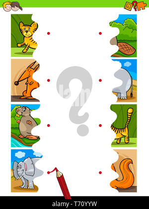 match jigsaw puzzles of cartoon animals Stock Photo - Alamy
