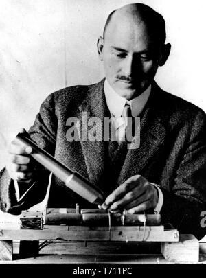 Robert Goddard, an American inventor of the first liquid-fueled rocket ...
