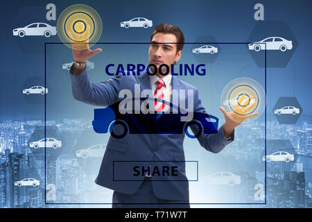 Businessman in carpooling and carsharing concept Stock Photo - Alamy