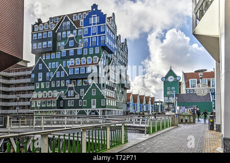 The Netherlands, Zaandam, Central Station and town hall. Typical Dutch ...