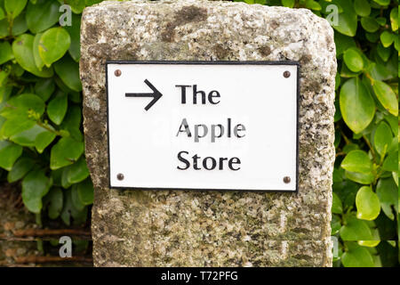An alternative "Apple store" sign, Bosveal Manor House, Cornwall ...