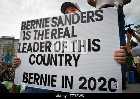 Senator Bernie Sanders holds a rally in NYC's Washington Square Park ...