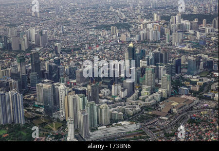 Manila, Philippines - Dec 4, 2018. Aerial view of Manila city with ...