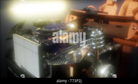 engine and other parts visible in car Stock Photo - Alamy
