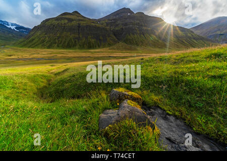 Scenic views on the Trollaskagi peninsula in Northern Iceland; Iceland ...