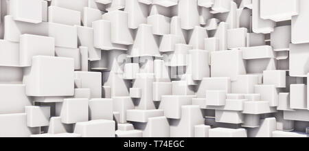 3D rendering of a white empty cube with mockup against a white ...