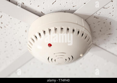 Smoke fire and a carbon monoxide alarm mounted on the ceiling Stock ...