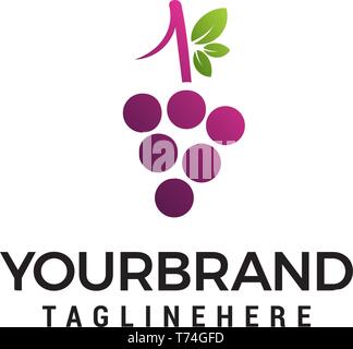 Grape with leaf logo vector template design Stock Vector Image & Art ...