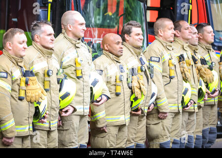 Paddington, London, UK. 04th May, 2019. Fire Fighters from the Green ...