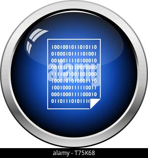 Sheet With Binary Code Icon. Glossy Button Design. Vector Illustration ...