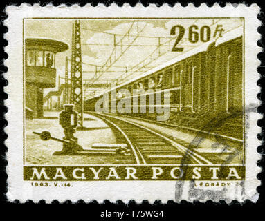 Train stamps for Magyar Posta in Budapest, Hungary Stock Photo ...