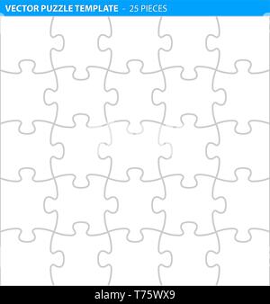 Jigsaw puzzle template 25 Pieces, 5x5, vector eps10 illustration Stock ...