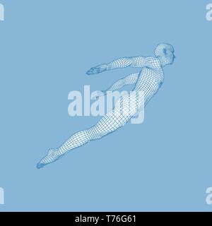 Hovering in Air. Man Floating in the Air. 3D Model of Man. Human Body ...